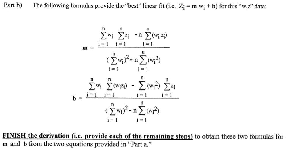 Solved Consider this set of "w,z” data (there are “n” pairs | Chegg.com