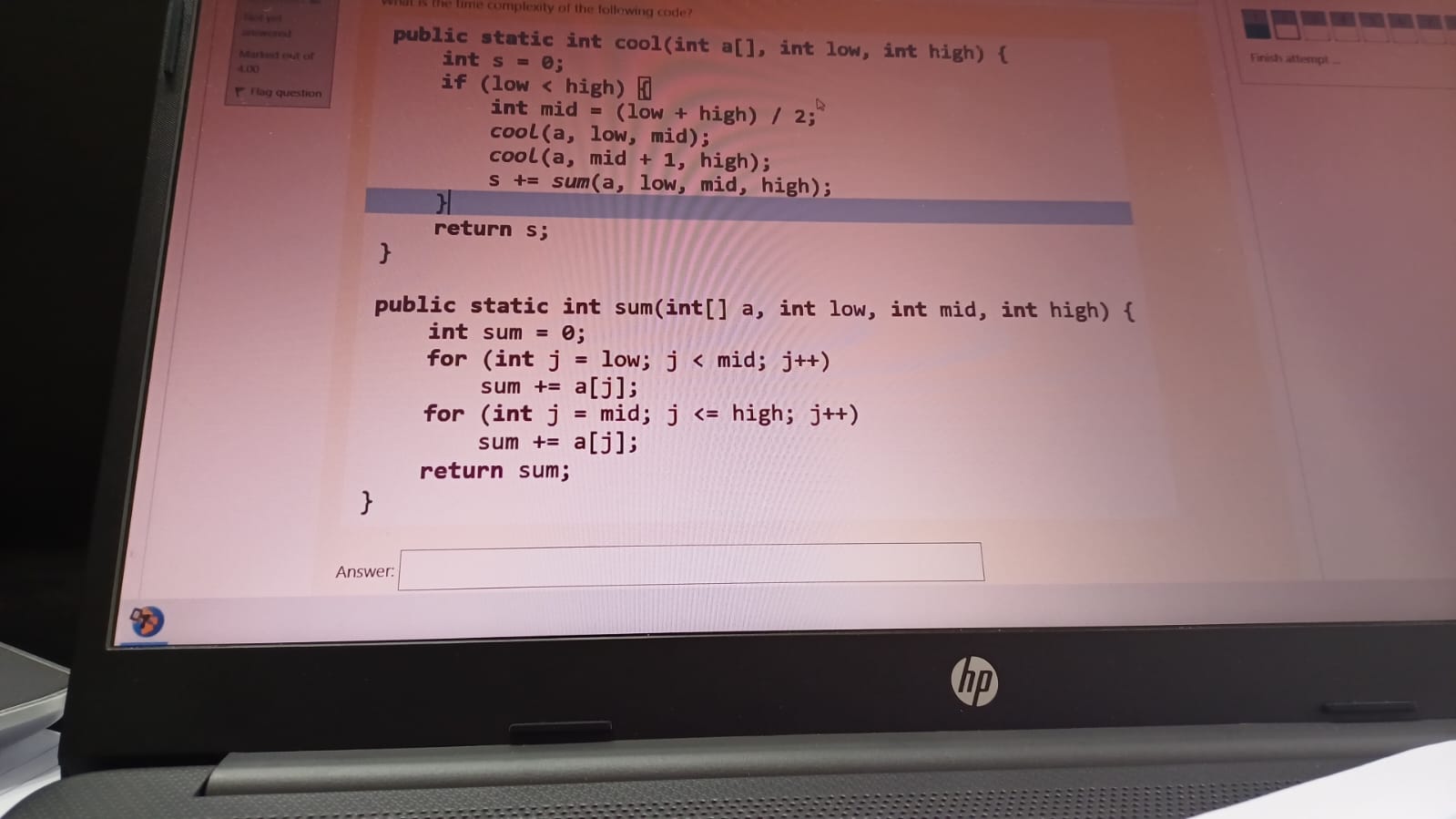 Solved public static int cool(int a[ ], ﻿int low, int high) | Chegg.com