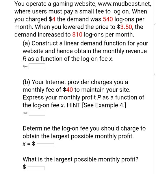 Solved You operate a gaming website, www.mudbeast.net, where | Chegg.com