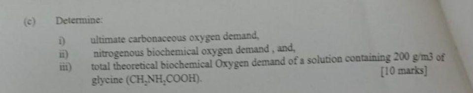 Solved Determine 1) ultimate carbonaceous oxygen demand, ) | Chegg.com