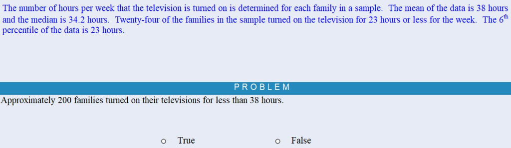 Solved The number of hours per week that the television is | Chegg.com