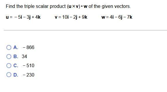 Solved Find the triple scalar product (uxv). w of the given | Chegg.com