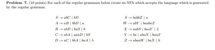 Solved Problem 7. (10 points) For each of the regular | Chegg.com