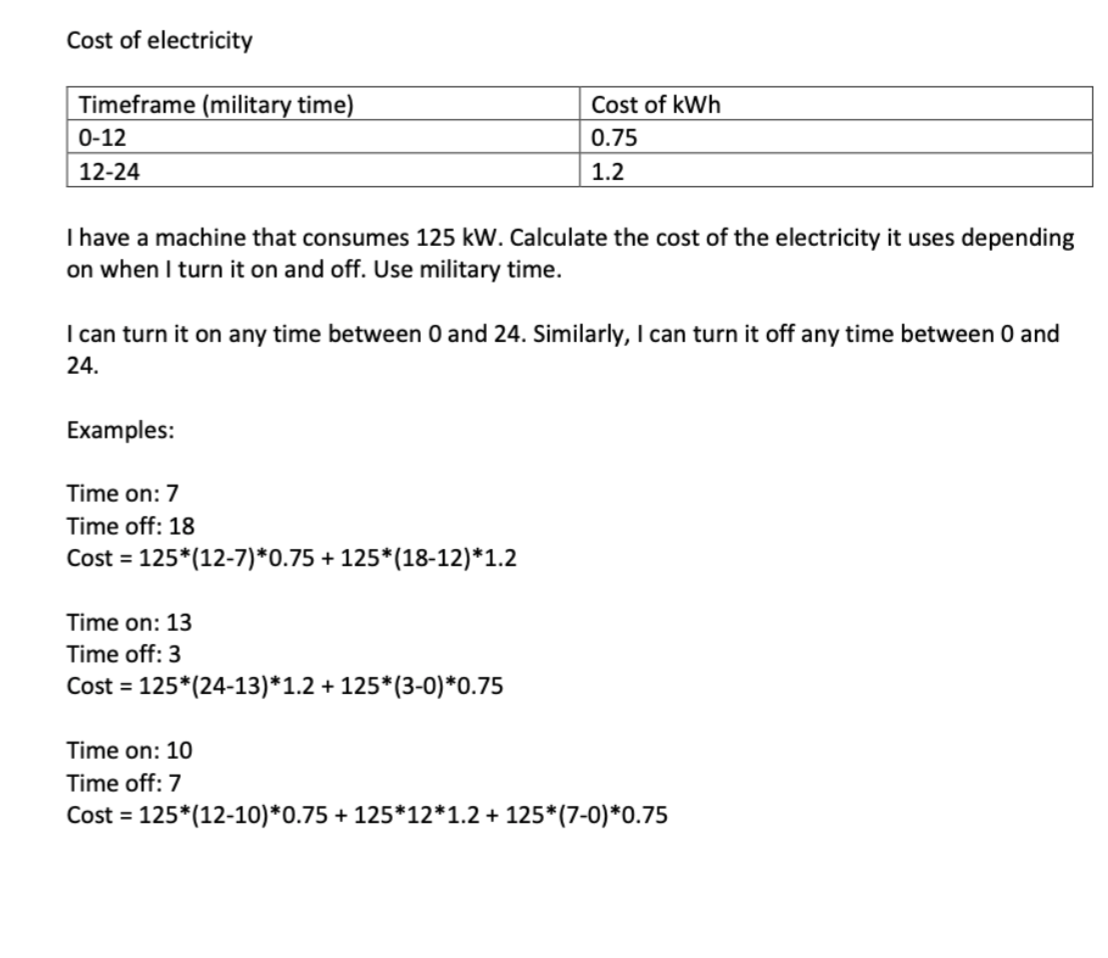 Solved Cost of electricity [ − I have a machine that | Chegg.com