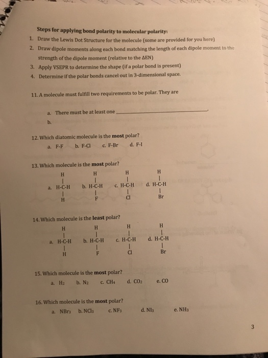 Solved Steps for applying bond polarity to molecular | Chegg.com