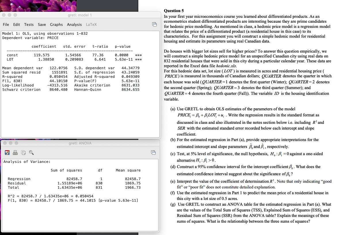 Solved gretl: model 1 File Edit Tests Save Graphs Analysis | Chegg.com