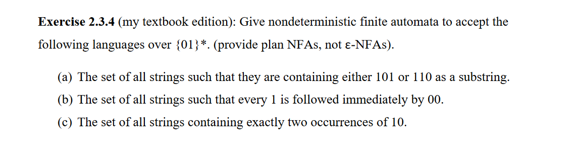 Solved Exercise 2.3.4 (my textbook edition): Give | Chegg.com