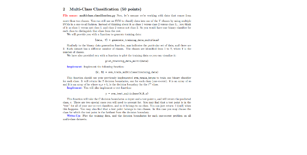 Solved 2 Multi-Class Classification (50 points) File natuez | Chegg.com