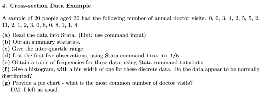 Solved 4. Cross-section Data Example A sample of 20 people | Chegg.com