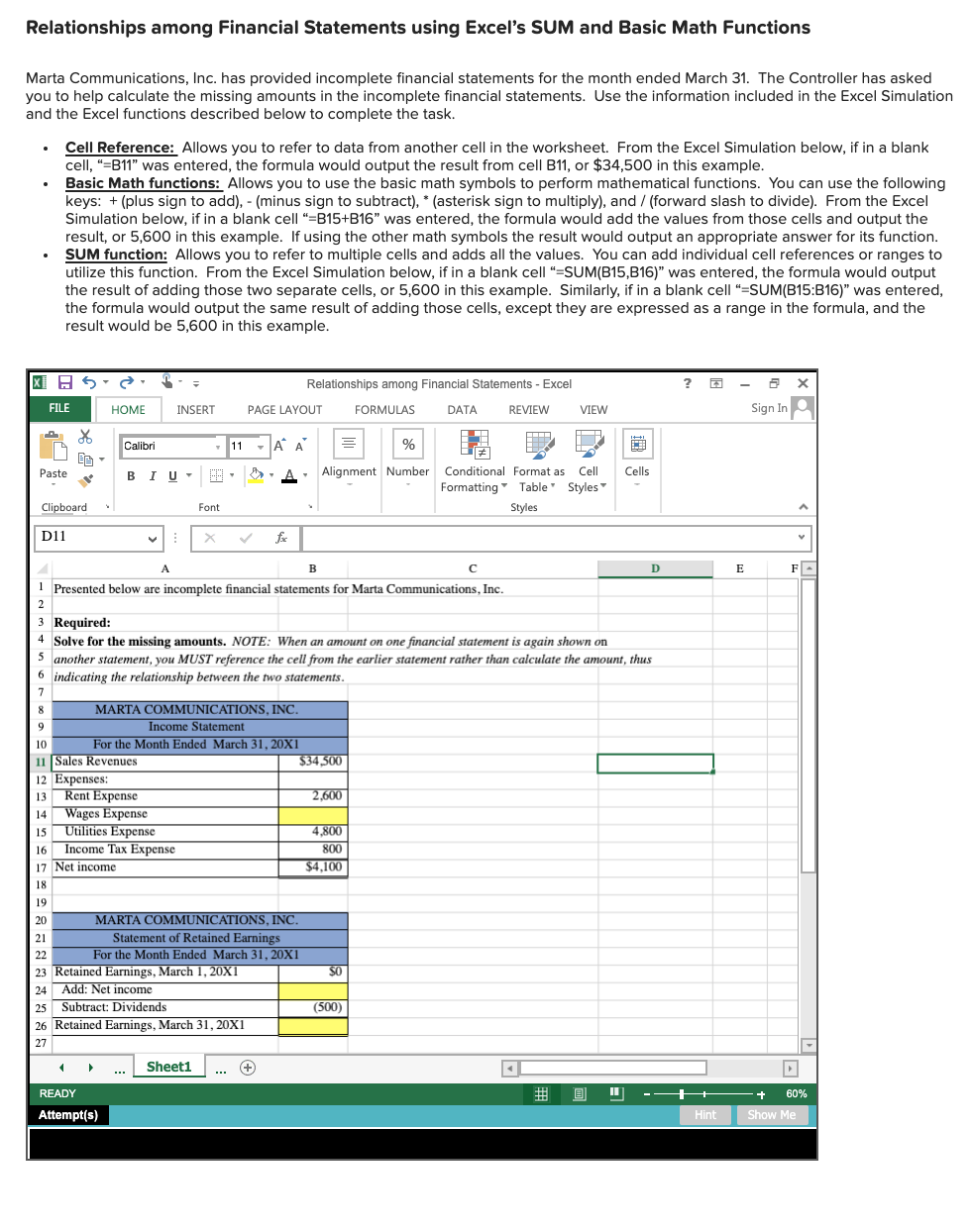 Solved Relationships among Financial Statements using | Chegg.com