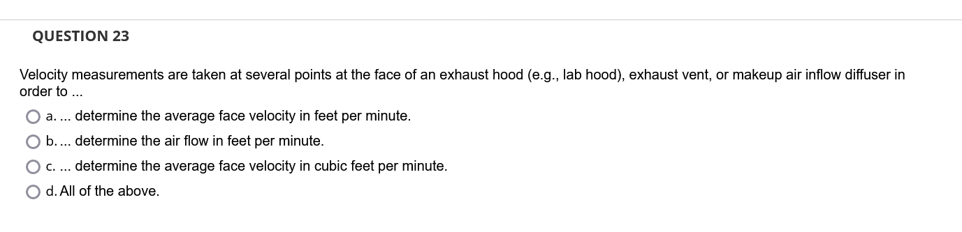 Solved Velocity measurements are taken at several points at | Chegg.com