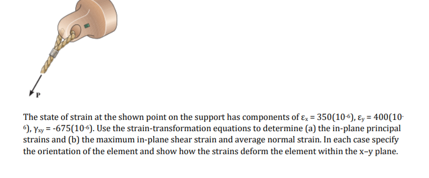Solved The state of strain at the shown point on the support | Chegg.com