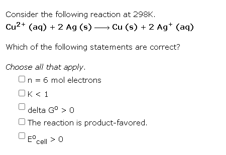 Solved Consider the following reaction at 298 K. | Chegg.com