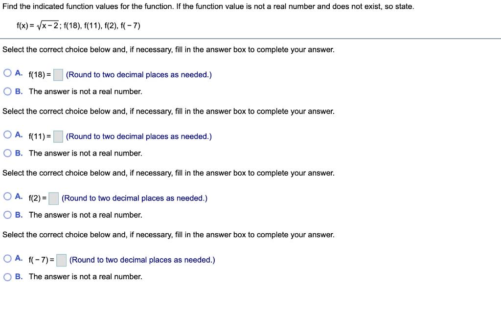 Solved Find the indicated function values for the function. | Chegg.com