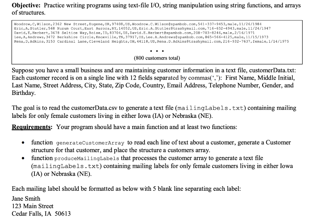 Solved This is the assignment it is in C. Whenever I run it, | Chegg.com