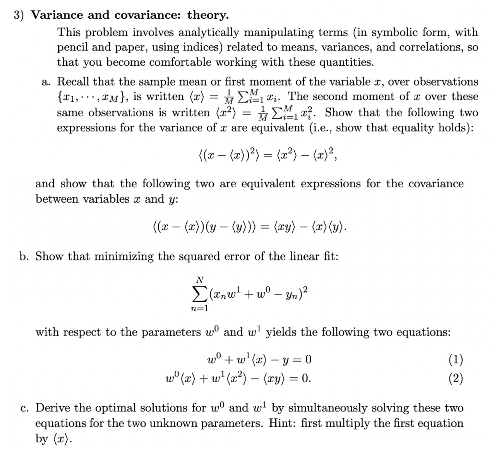Solved Variance And Covariance Theorythis Problem Involves 9439