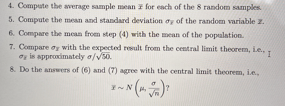 4. Compute the average sample mean xˉ for each of the | Chegg.com