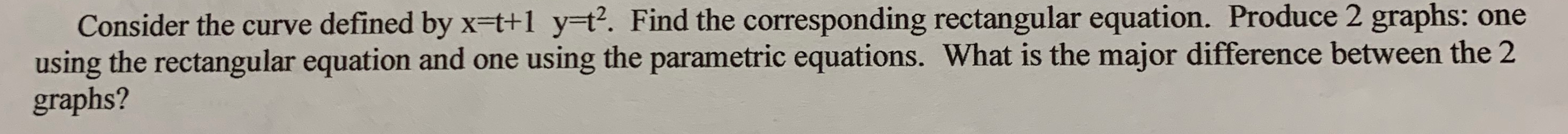 Solved Consider the curve defined by x=t+1 y=2. Find the | Chegg.com