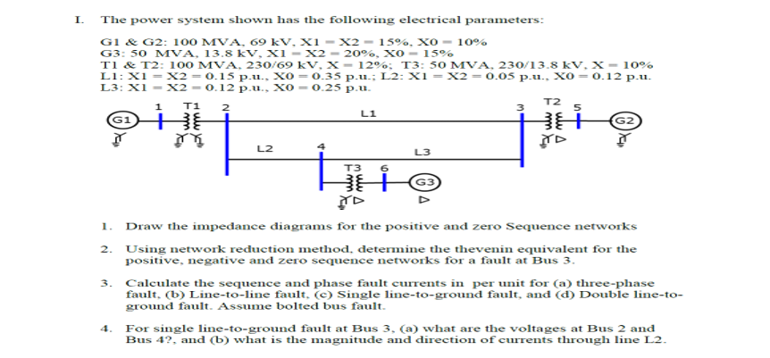 Solved I. The power system shown has the following | Chegg.com