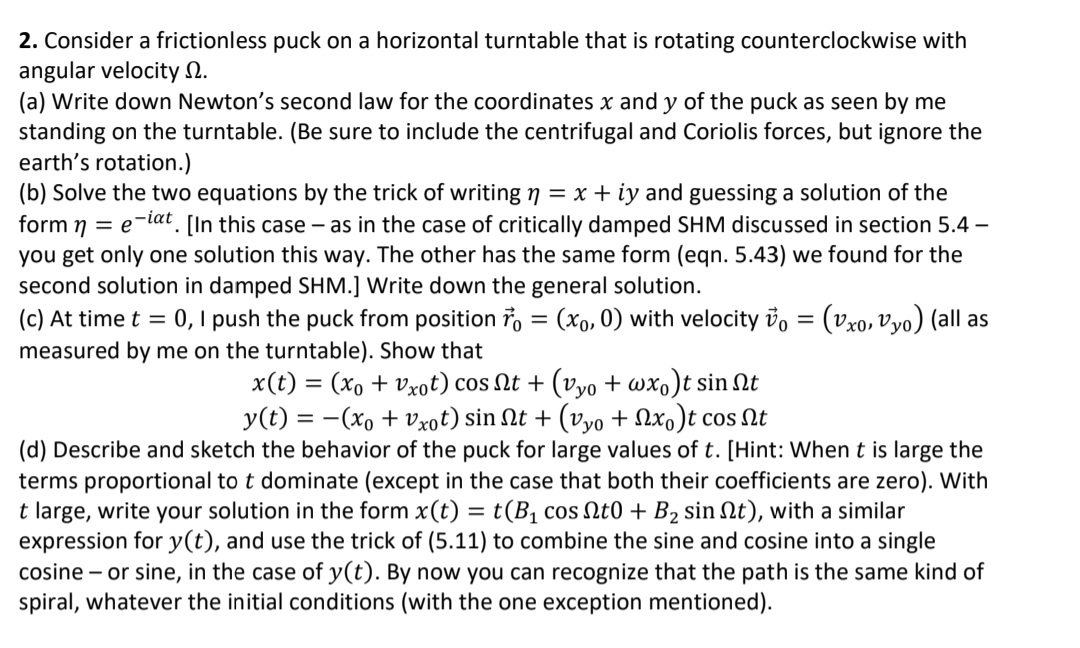 Solved Consider a frictionless puck on a horizontal | Chegg.com