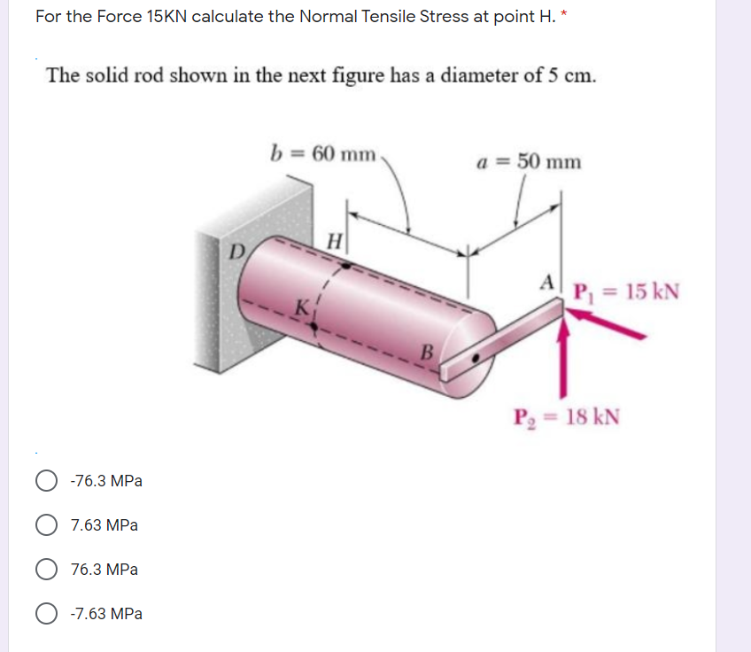Solved For the Force 15KN calculate the Normal Tensile | Chegg.com