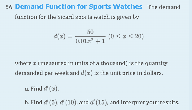 Solved 56. Demand Function for Sports Watches The demand | Chegg.com