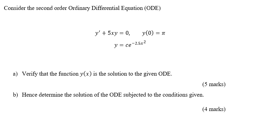 Solved Consider the second order Ordinary Differential | Chegg.com