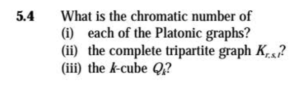 Solved What is the chromatic number of (i) each of the | Chegg.com