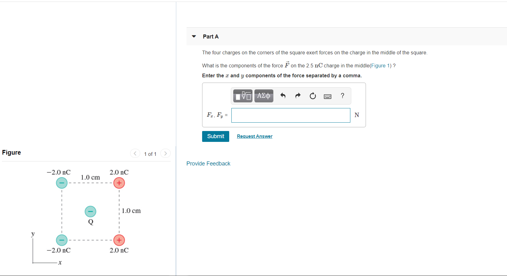 Solved Part A The four charges on the corners of the square | Chegg.com