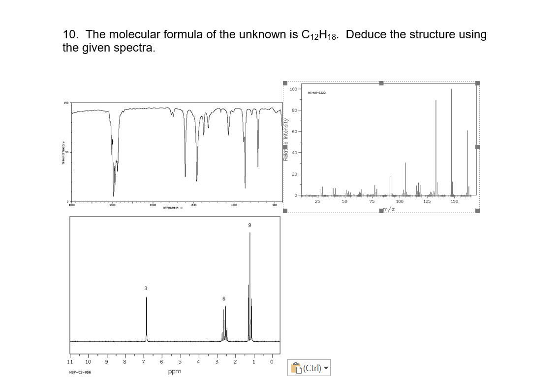 Solved 10. The molecular formula of the unknown is C12H18. | Chegg.com