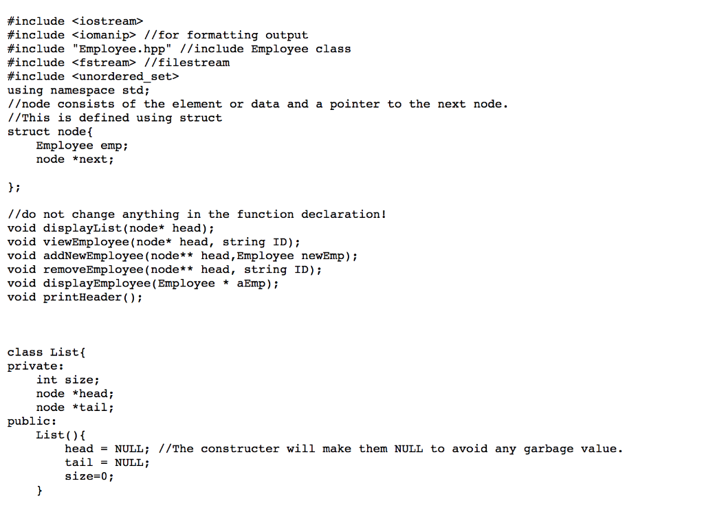 Solved #ifndef Employee_hpp #define Employee_hpp 7 9 10 | Chegg.com