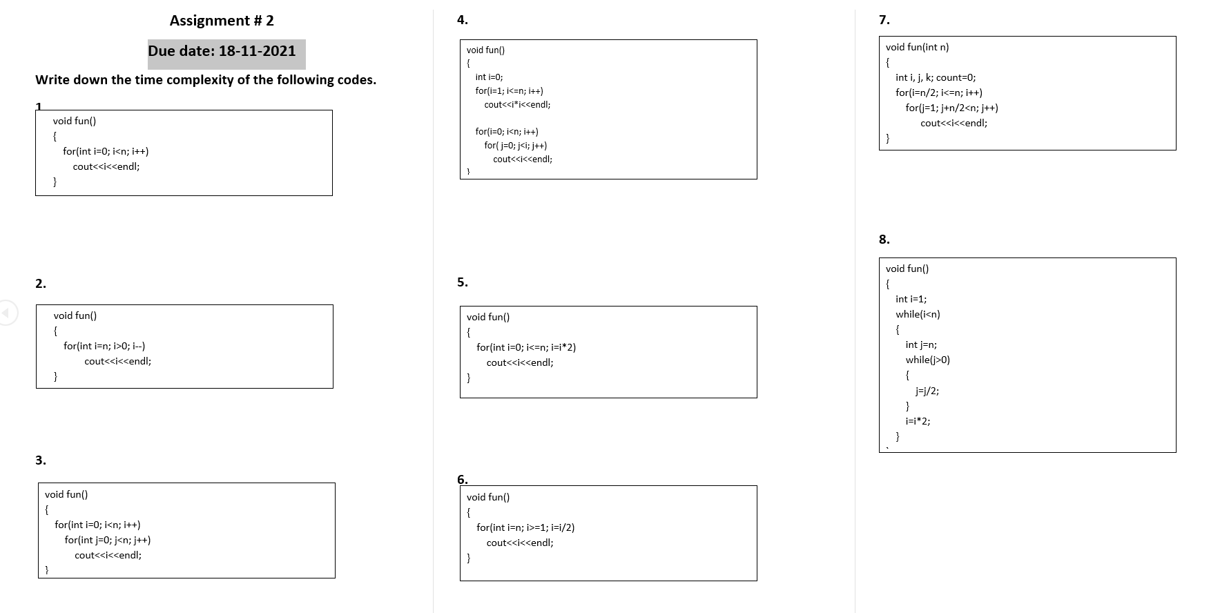 Solved Write down the time complexity of the | Chegg.com