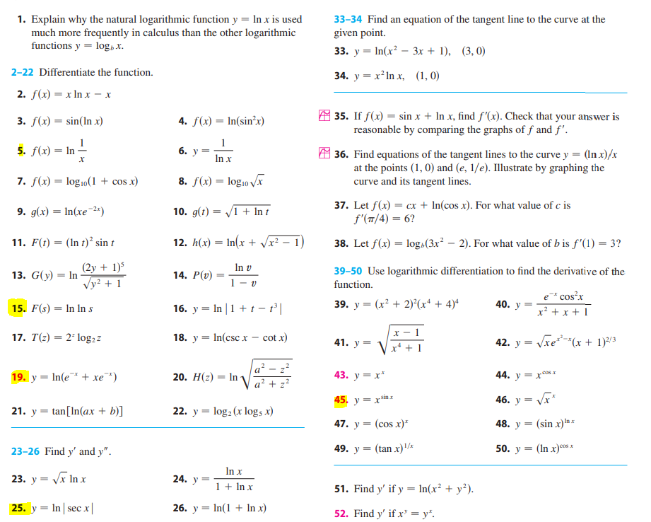 Solved 1. Explain why the natural logarithmic function y = | Chegg.com