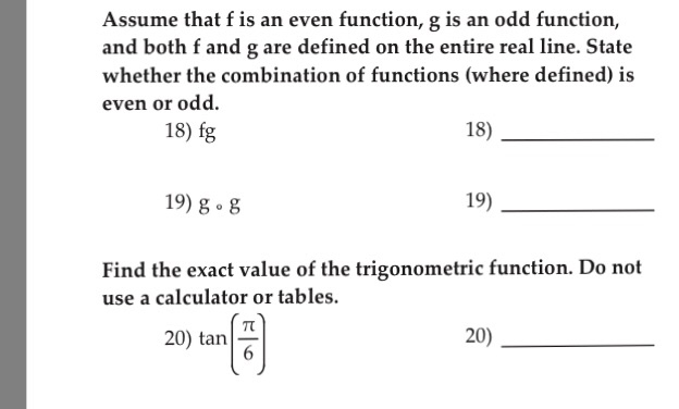 Solved Assume That F Is An Even Function G Is An Odd