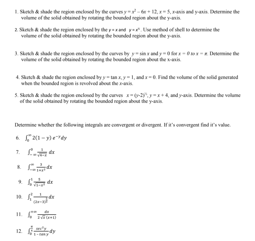 Solved 1. Sketch & shade the region enclosed by the curves y | Chegg.com