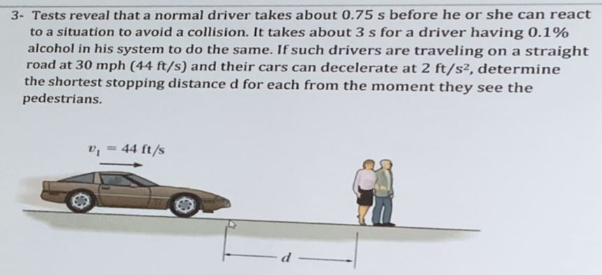 Solved 3- Tests reveal that a normal driver takes about 0.75 | Chegg.com