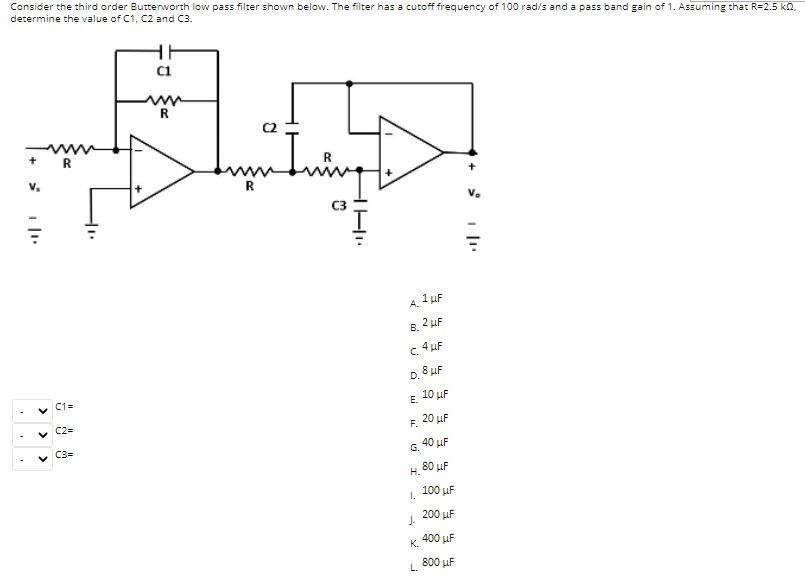 Solved Consider the third order Butterworth low pass filter | Chegg.com