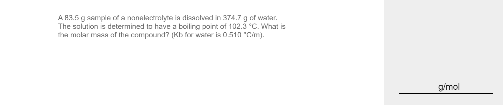 Solved A 83.5 g sample of a nonelectrolyte is dissolved in | Chegg.com