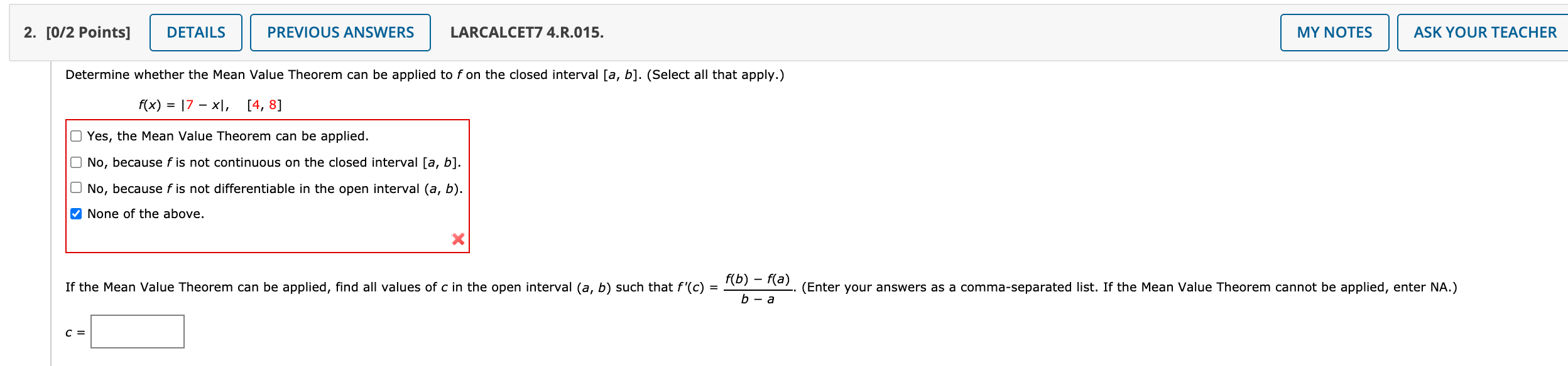Solved 2. [0/2 Points] DETAILS PREVIOUS ANSWERS LARCALCET7 | Chegg.com