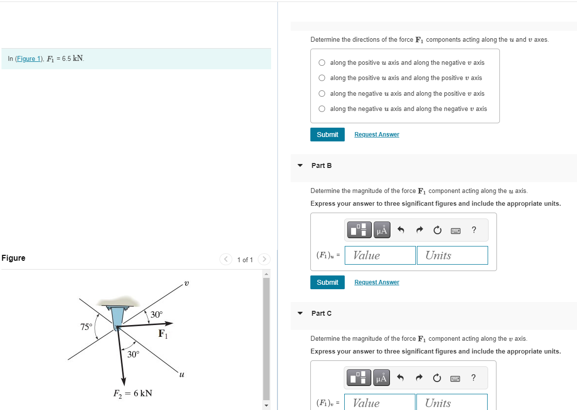Solved Determine the directions of the force F1 ﻿components | Chegg.com