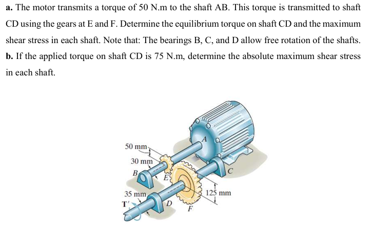 Solved a. ﻿The motor transmits a torque of | Chegg.com