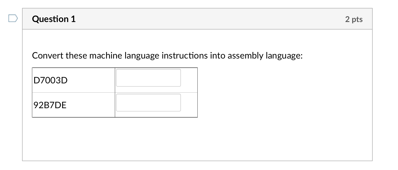 Solved Question 1 2 pts Convert these machine language | Chegg.com