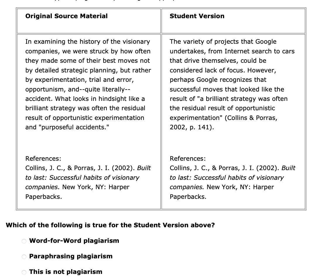 Please help me answer these plagiarism questions. | Chegg.com