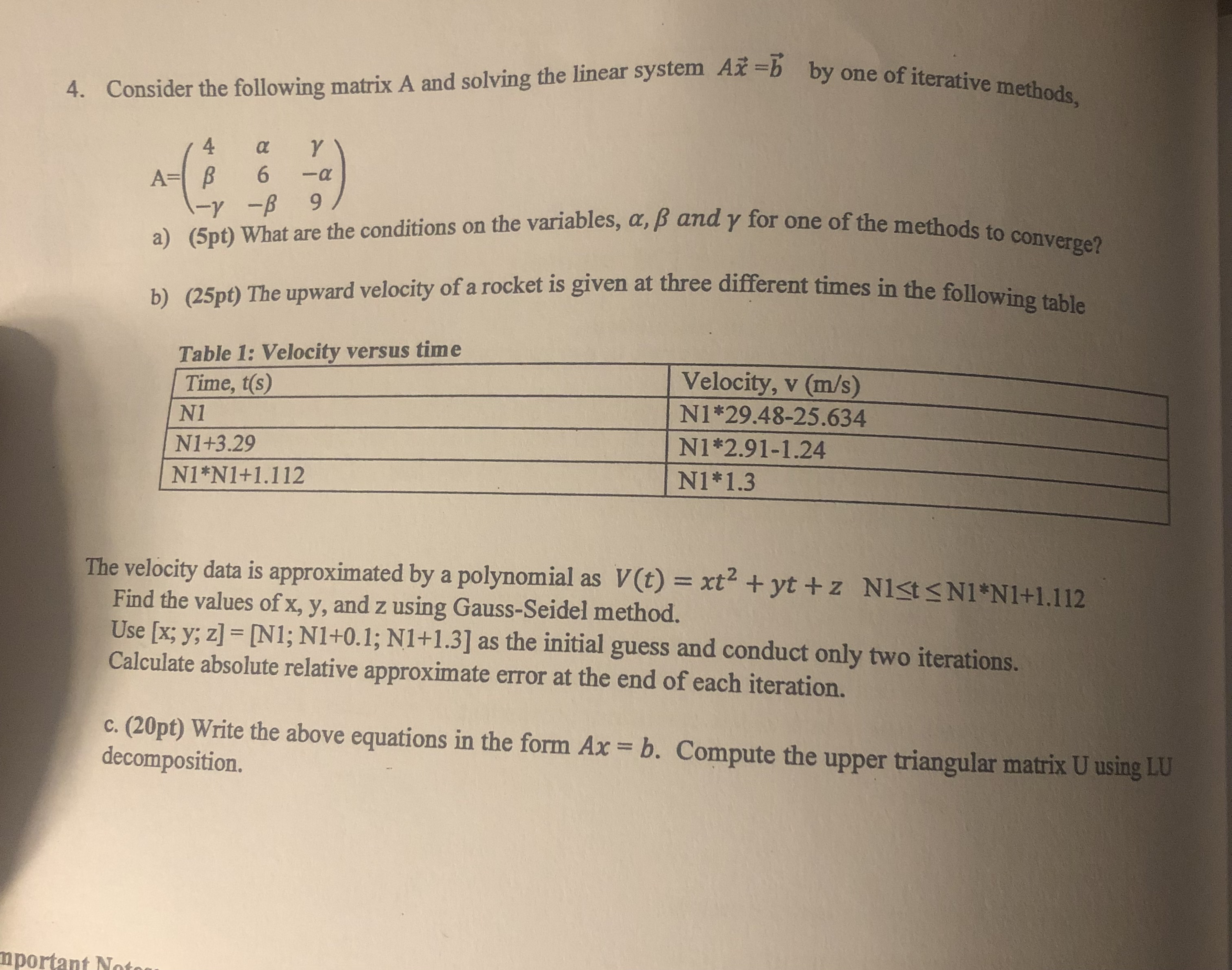 Solved 4. Consider the following matrix A and solving the | Chegg.com