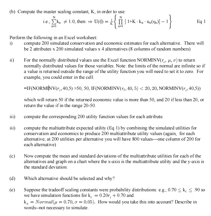 Solved (b) Compute the master scaling constant, K, in order | Chegg.com
