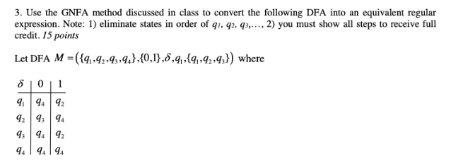 Solved 3. Use the GNFA method discussed in class to convert | Chegg.com