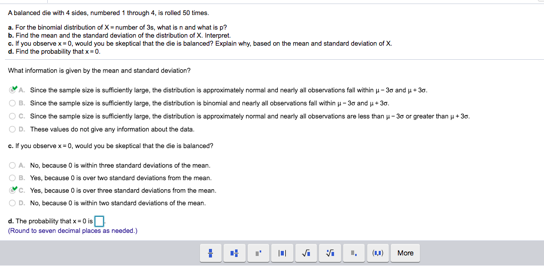 Solved balanced die with sides, numbered 1 through , is | Chegg.com