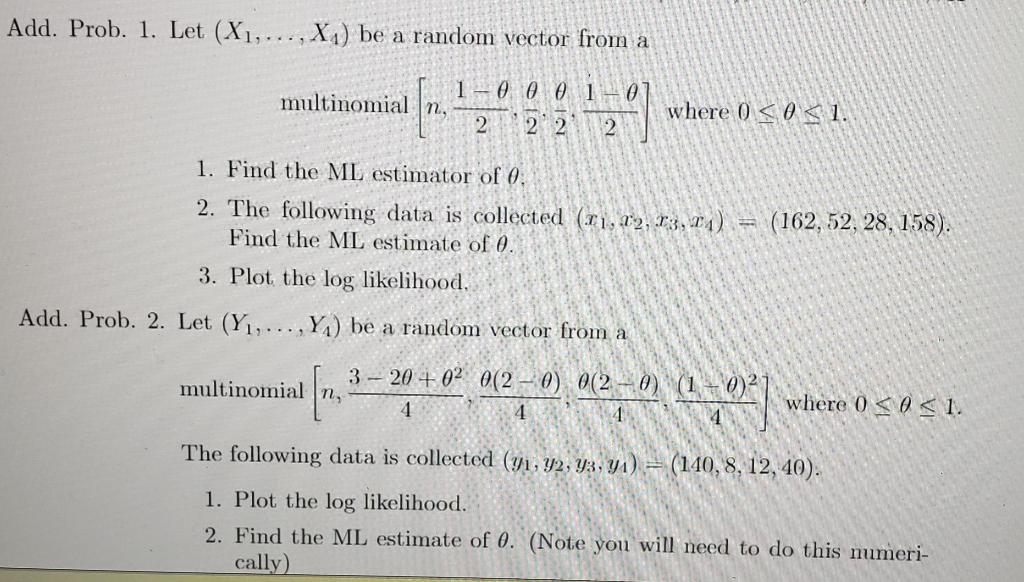 Solved d. Prob. 1. Let (X1,…,X4) be a random vector from a | Chegg.com