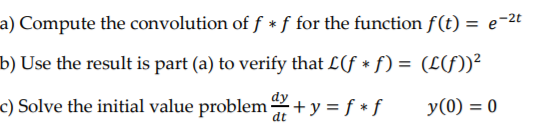 Solved a) Compute the convolution of f * f for the function | Chegg.com