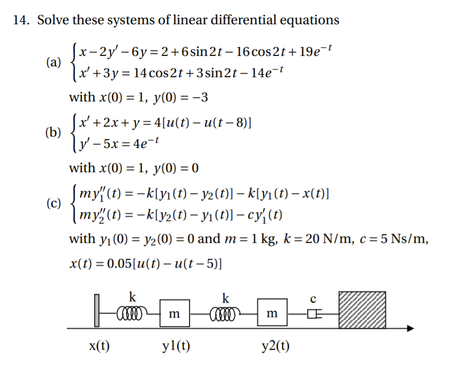 Solved х = 14. Solve these systems of linear differential | Chegg.com